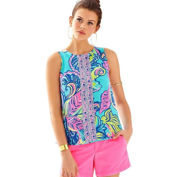 Lilly Pulitzer | Tops | Lilly Pulitzer Iona Shell Sea Blue Private ...